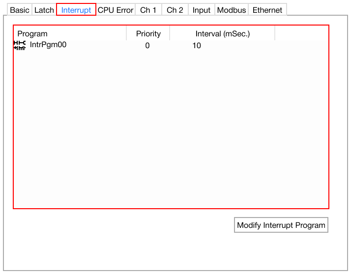 Interrupt PLC Parameters | CICON