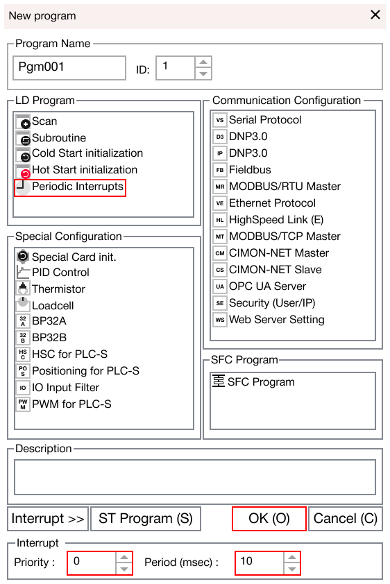 Interrupt PLC Parameters | CICON